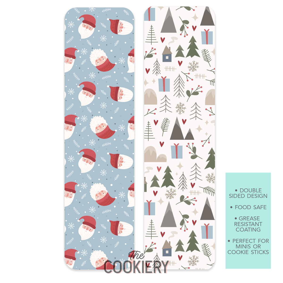 Santa Pattern Grease-Resistant Food Safe Cookie Card Backers - The Coo ...