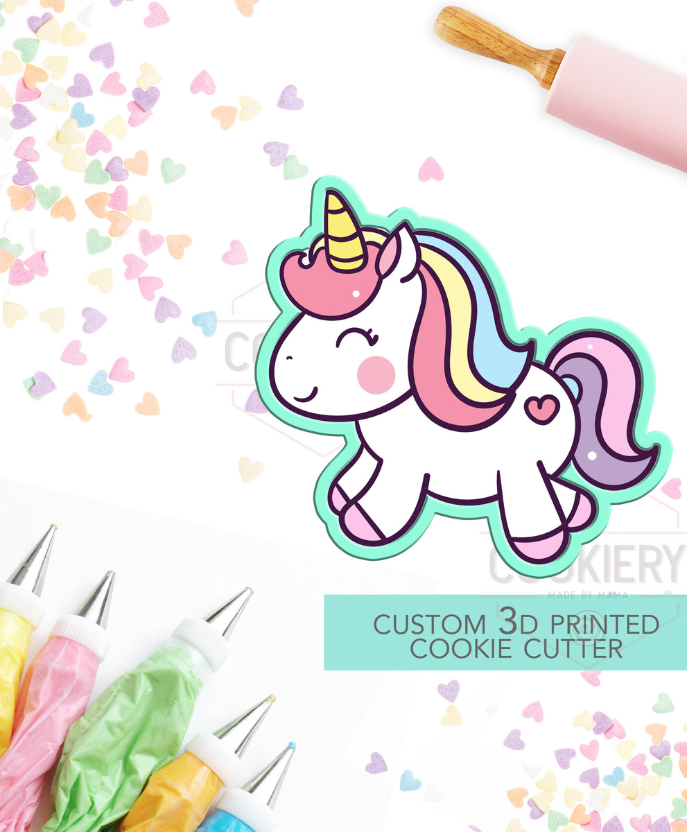 Unicorn Cookie Cutter Cute Unicorn Cutter 3D Printed Cookie Cutter thecookiery