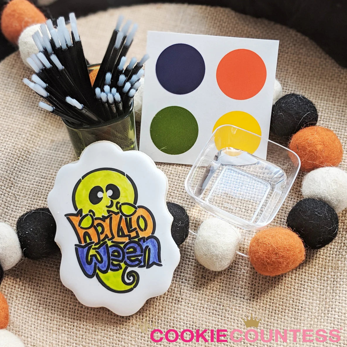 Ghost Holding Halloween Sign Stencil PYO STENCIL - Cookie Countess ...