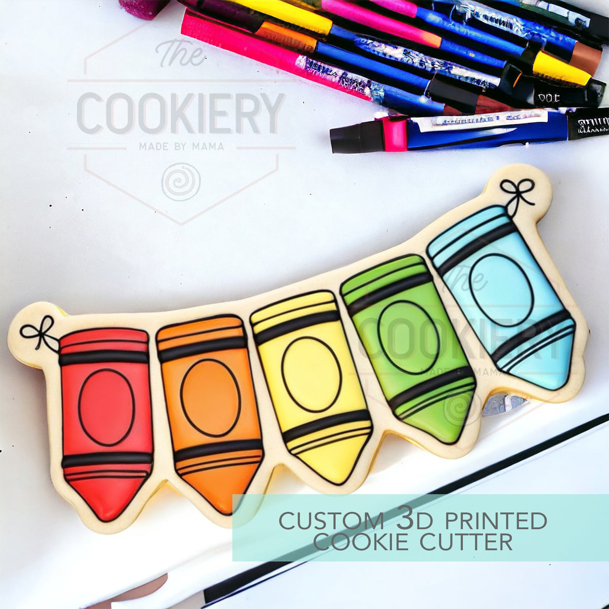 Crayola Banner Cookie Cutter - Back to School - 3D Printed Cookie Cutt ...
