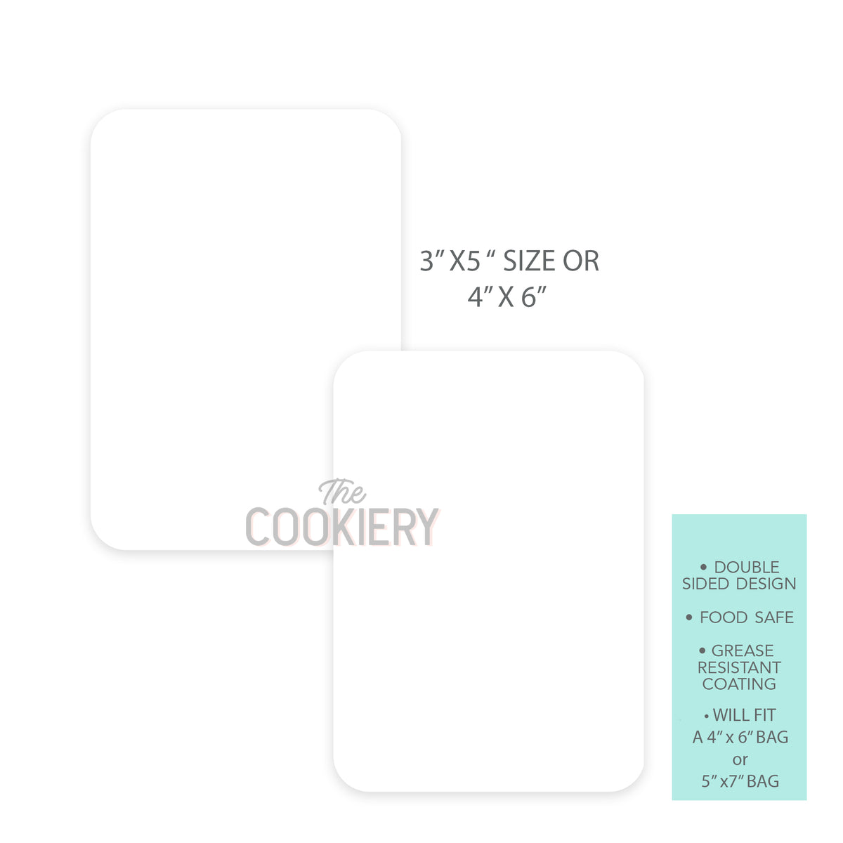 Plain White Grease-Resistant Food Safe Cookie Card Backers - 3" x 5" o ...