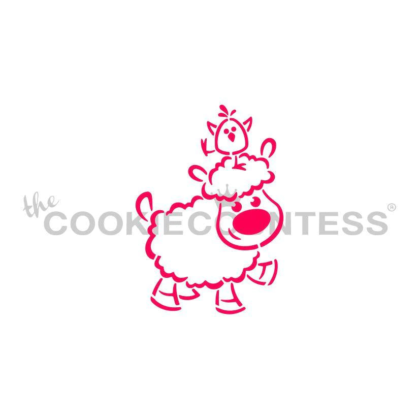 Lamb with Chick on Head PYO Stencil - Cookie Countess – thecookiery.ca