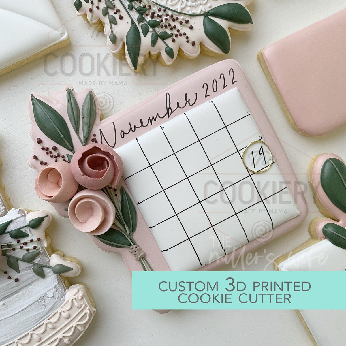 Floral Square Save the Date Plaque Cookie Cutter- Wedding Plaque Cooki ...