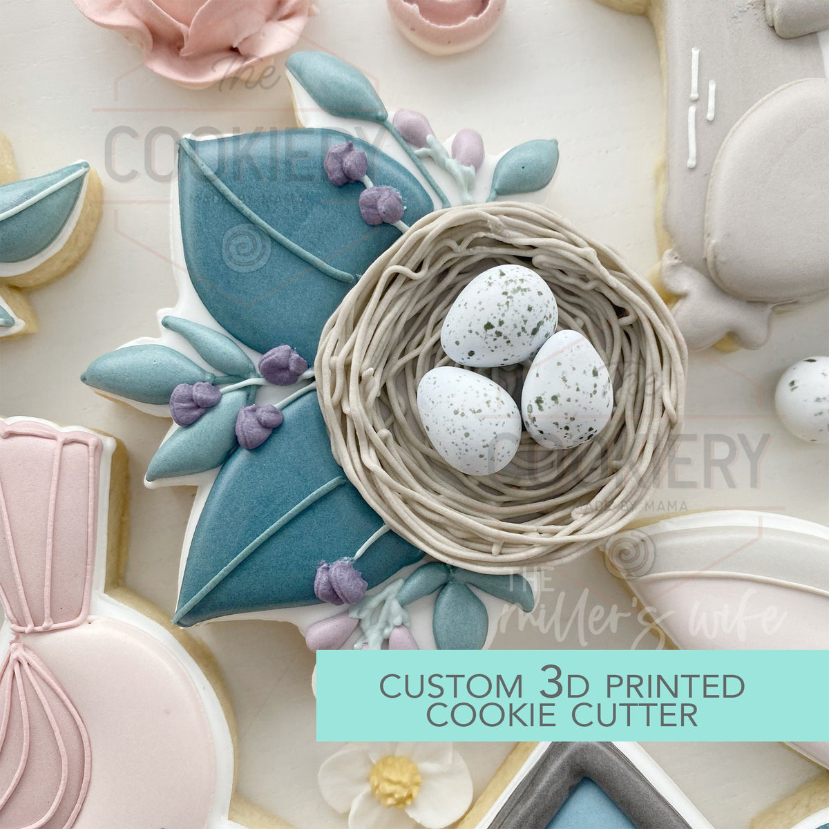 Leafy Nest Cookie Cutter - Spring Easter Cookie Cutter - 3D Printed Co ...