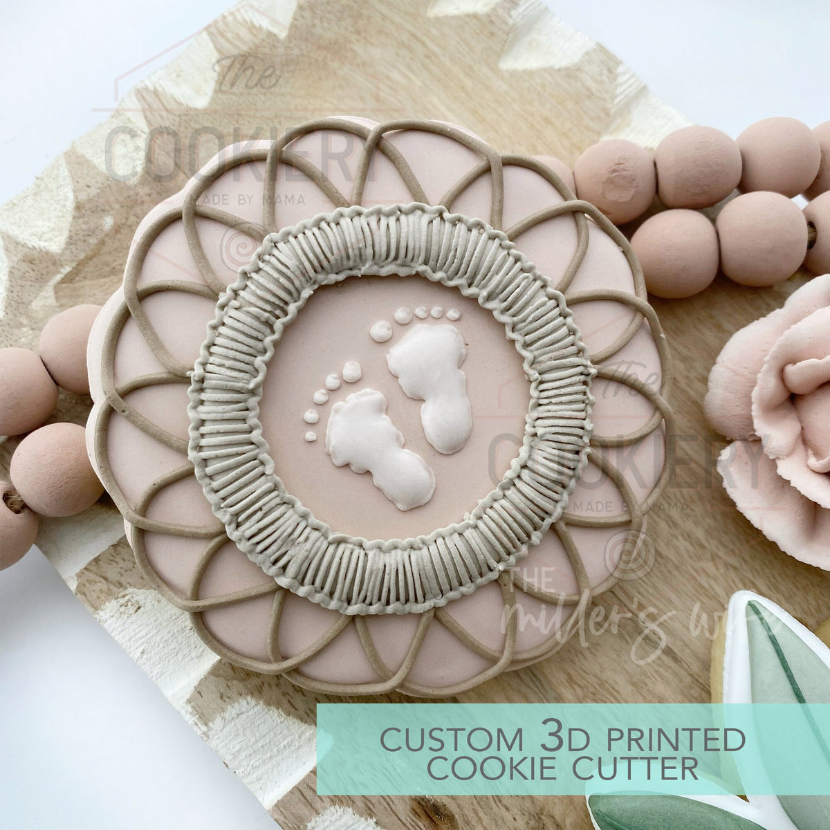 Scalloped Rattan Plaque Frame Cookie Cutter - Baby Shower Cutter - 3D ...