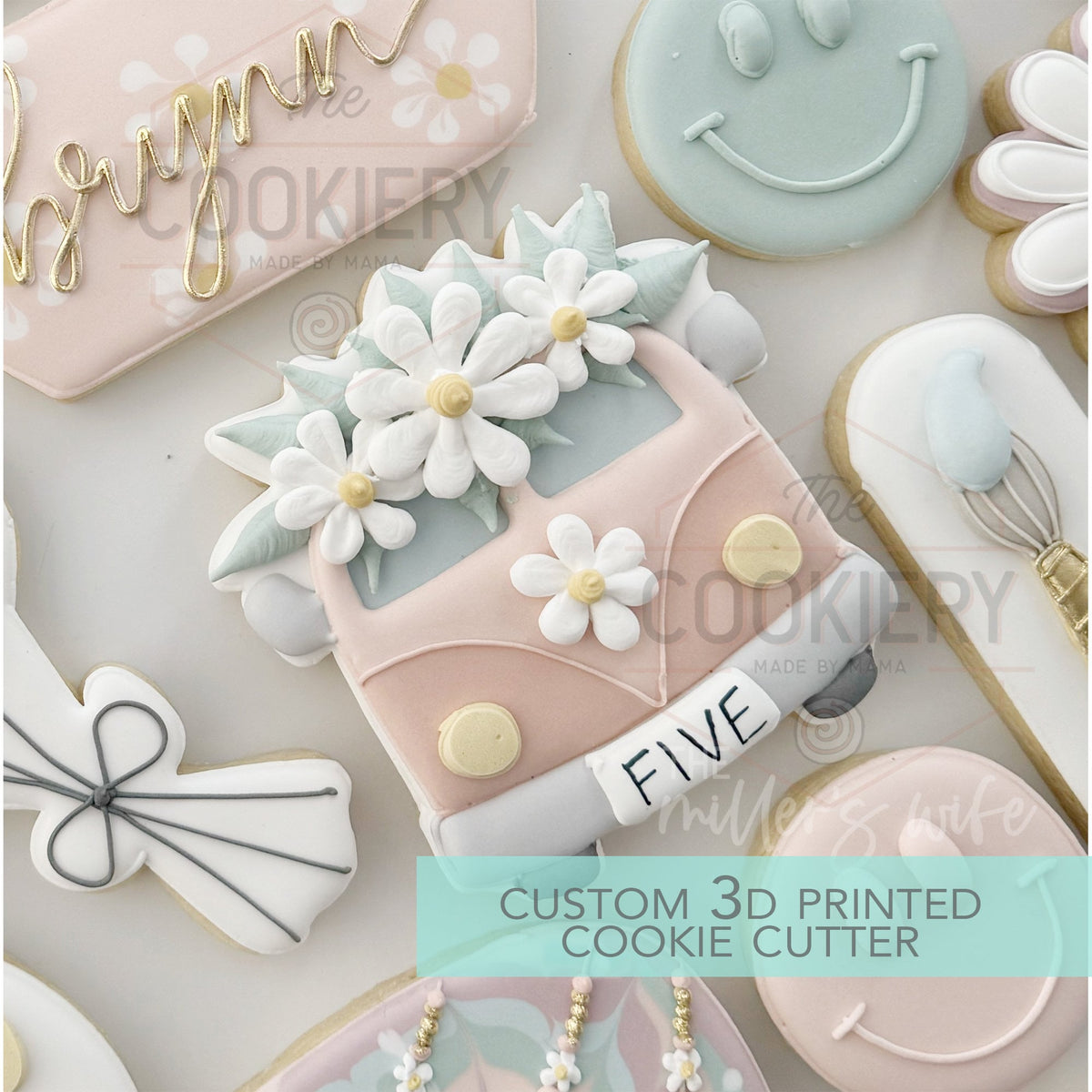 Floral Hippie Retro 60's Van Cookie Cutter, Gardening Cookie Cutter ...