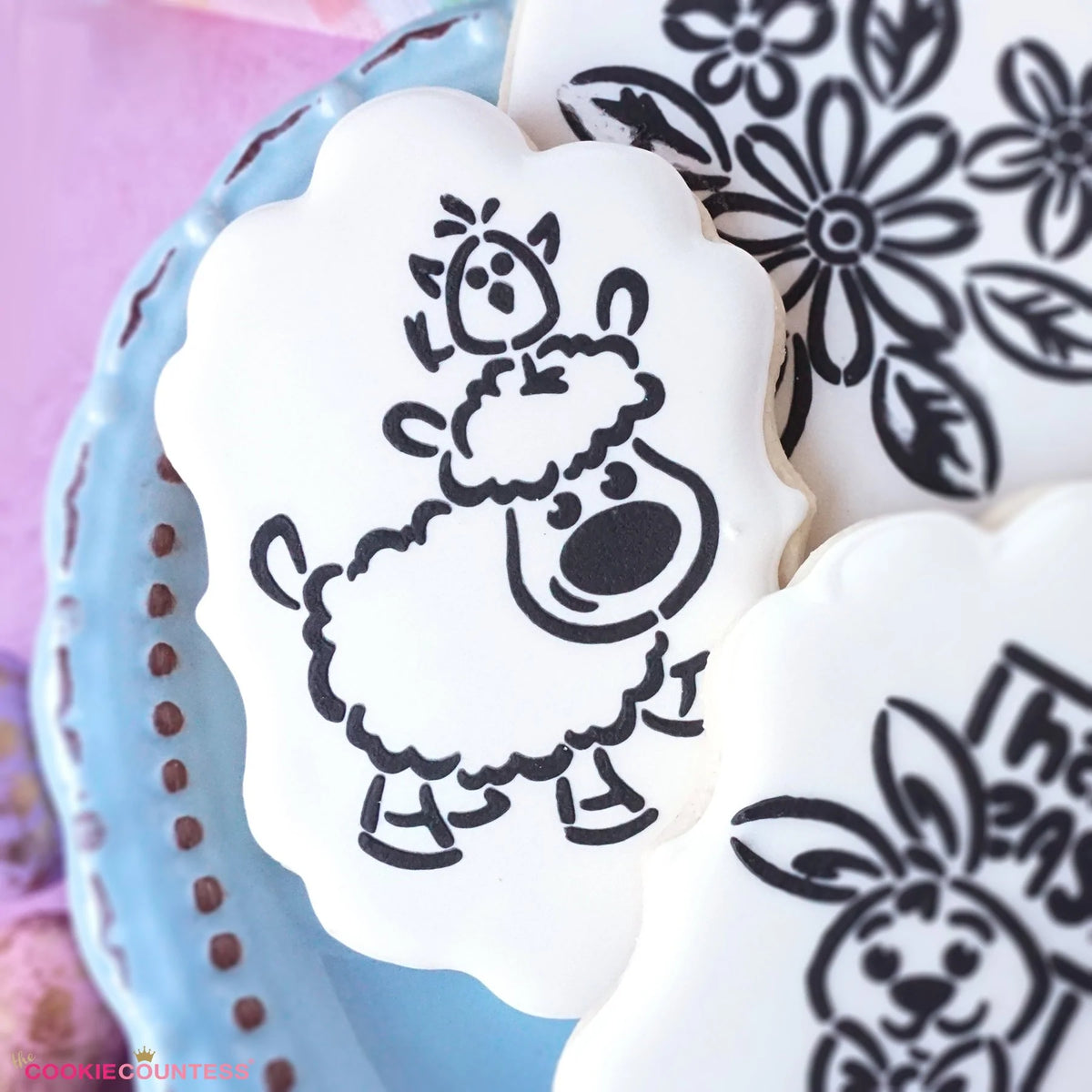 Lamb with Chick on Head PYO Stencil - Cookie Countess – thecookiery.ca
