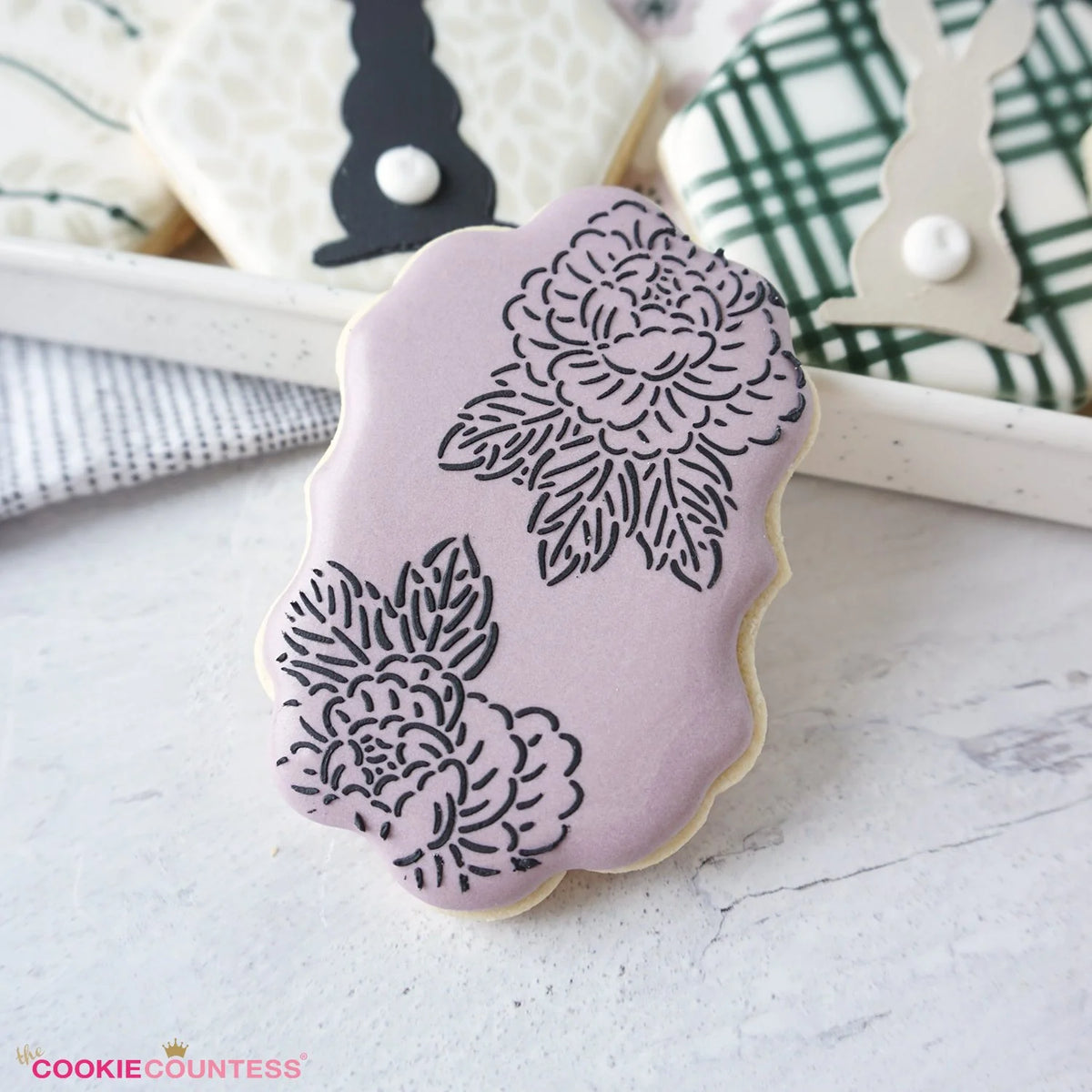 Peony PYO Stencil - Cookie Countess – thecookiery.ca